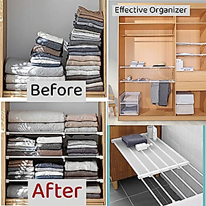 KIKILIE Closet Tension Shelf,Metal Expandable Shelf Organizer,Adjustable Shelves for Organization,No-Drill Dividers Locker Storage Rack Wardrobe Cabinet Bathroom