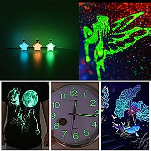 BAIYIYI Glow in The Dark Powder,Pack of 24 Luminous Pigment Powder Night Fluorescent UV Neon Color Changing Pigment Dust for DIY Nail Art Slime Resin Acrylic Paint Ink Non-Toxic