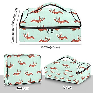 Kcldeci Insulated Thermal Food Carrier Insulated Casserole Carrier for Hot or Cold Food,Cute Cartoon Crayfishes Insulated Tote Bag for Potluck Cookouts Parties Picnic,Lasagna Lugger