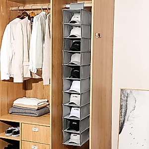 AEROiVi Hat Organizer for Closet - 10 Shelf Hat Racks for Baseball Caps - Non-Woven Fabric Hat Storage & Display - Hat Hanger to Protect Your Caps