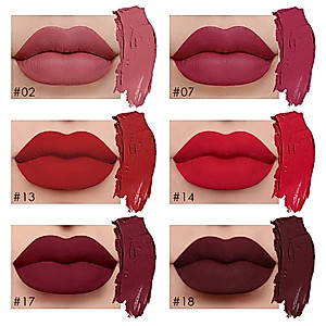 evpct CmaaDu 6Pcs Liquid Matte Lipstick Lipgloss Set for Women Dark Deep Bright Ruby Blood Brick Plum Mauve Rose Red labiales mate 24 horas originale matte larga duracion 24 Hour Lipstick Long Lasting