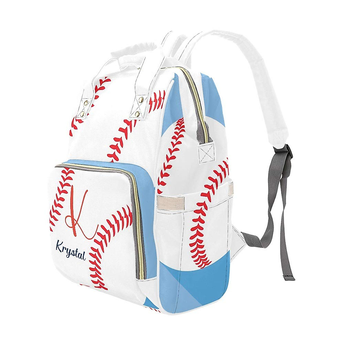 Anneunique Art Sports Baseball Diaper Bags Backpack with Name Personalized Baby Bag Nursing Nappy Bag Travel Tote Bag Gifts for Mom Girl, 10.83 x 6.69 x 15 Inch