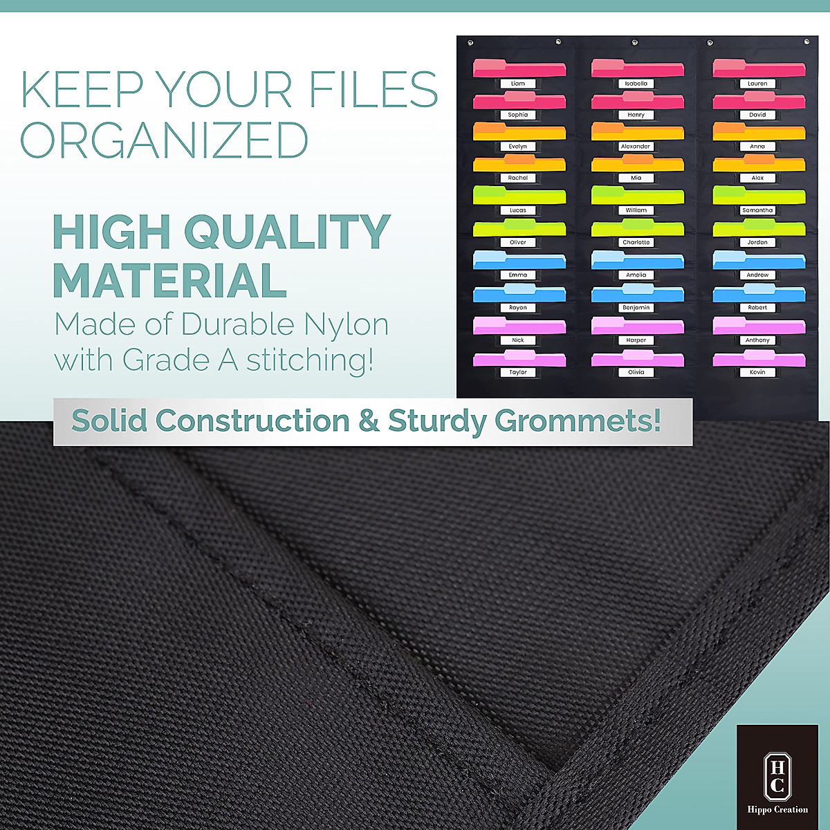 Black Pocket Chart for Classroom - 30 Pocket Storage Black Pocket Charts , 5 Over Door Hangers Included, Hanging Wall File Organizer for File Folders, School Mailbox, Home/Office Papers