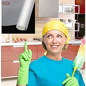 HityTech Shelf Liner, EVA Shelf Liners Can Be Cut Refrigerator Mats Fridge Cushion Liner Non-Adhesive Cupboard Liners Non-Slip Cabinet Drawer Table Liners - 59 x 17 3/4 in - Transparent