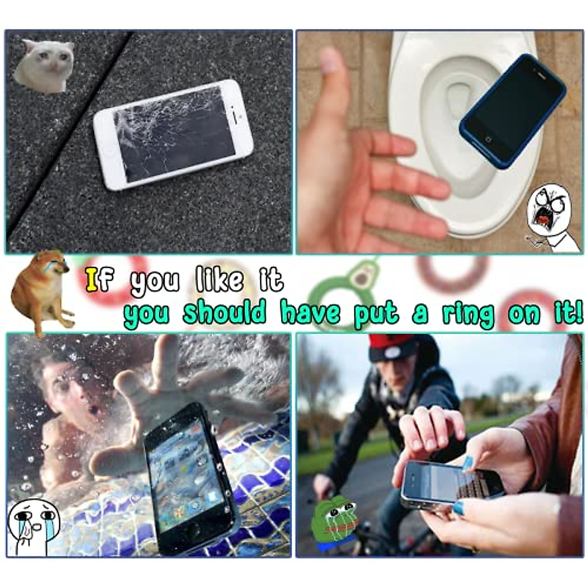 Innoc Lanyard Finger Strap Ring Strap 5 Pcs Phone Lanyard Grip Holder Cute Donuts Silicone Small Short Lanyard for Phone/USB/MP3/Key/Car Keychain