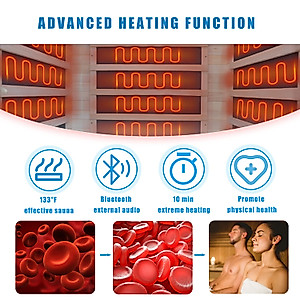 Low EMF Infrared Home Sauna，Personal Outdoor Indoor Heaters Saunas Wood Tiny Dry Barrel Snfared at Home Sauna Room Allwood for Men Women，Bluetooth ，LCD Display-Control，Canadian Hemlock