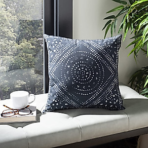 Safavieh Home Collection Mallory Deep Blue and White (16" x 16") Pillow