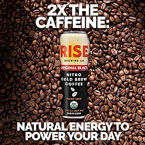 RISE Brewing Co. | Original Black Nitro Cold Brew Coffee | Sugar and Gluten-Free, Vegan | Organic & Non-GMO | Low Acidity | 7 fl. oz. Cans (4 Pack)