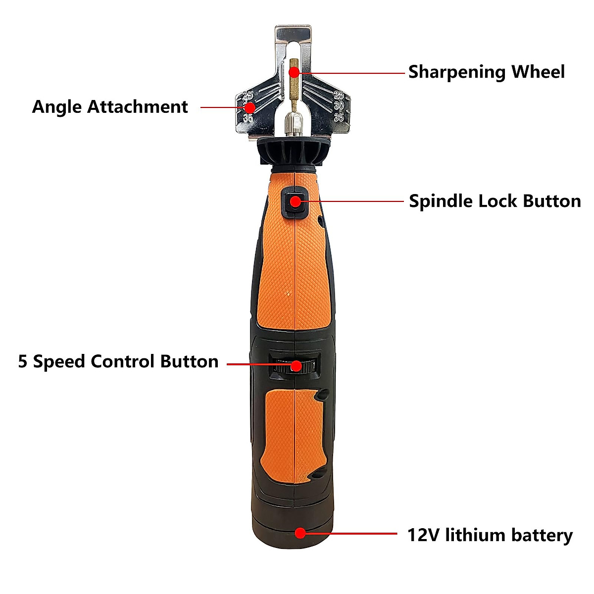 EYSENC Wireless Chainsaw Sharpener, Electric Handheld Chainsaw Sharpening Kit High-Speed Chainsaw Chain Sharpener Electric Tool and 3 Sizes High Hardness Diamond Chainsaw Sharpener Orange