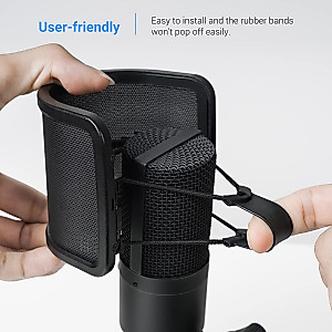 FIFINE USB Computer Microphone for Recording YouTube Video Voice Over Vocals for Mac & PC, Condenser Mic with Pop Filter (K669L+U1)