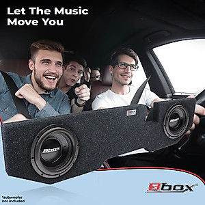 Bbox Dual 12 Inch Subwoofer Sealed Enclosure - Fits 2002 - 2018 Dodge Ram Quad Cab - Carpeted Car Subwoofer Boxes & Enclosures - Subwoofer Box Improves Audio Quality, Sound and Bass - Charcoal