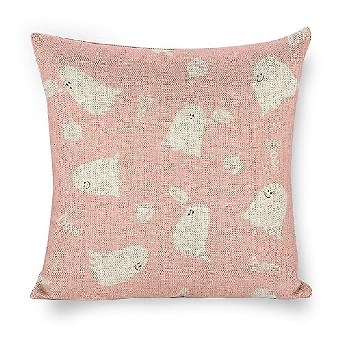 Ghost Pumpkin Halloween Throw Pillow Covers 18×18 Pillowcases Set of 1 Autumn Pattern Linen Decorative Square Pillow Case Cushion Covers Standard Size for Sofa Couch Outdoor Bed Pillow Protectors