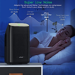 Afloia Dehumidifier for Home 2500 Cubic Feet(269 sq ft), Quiet Portable Electric Dehumidifiers, 70oz Small Dehumidifier Remove Humidity for Bathroom Basement Closet RV Garage,Auto Shut Off, Black