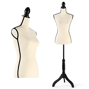Female Dress Form Mannequin Torso Adjustable Height Mannequin Body with Tripod Stand for Clothing Dress Jewelry Display, Beige