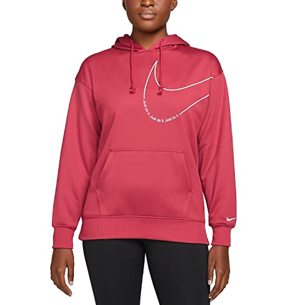Nike Women's Therma-FIT Fleece Logo Hoodie (as1, alpha, s, regular, regular, Pomegranate, Small)