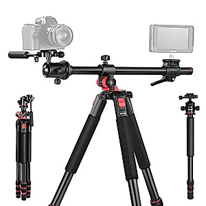 NEEWER 73.6" Horizontal Tripod with Multi Angle Center Column, Ball Head & Central Axis Platform, Heavy Duty Aluminum Camera Tripod Monopod 360° Pan 180° Tilt for Overhead/Macro Shots, Max Load 22lb