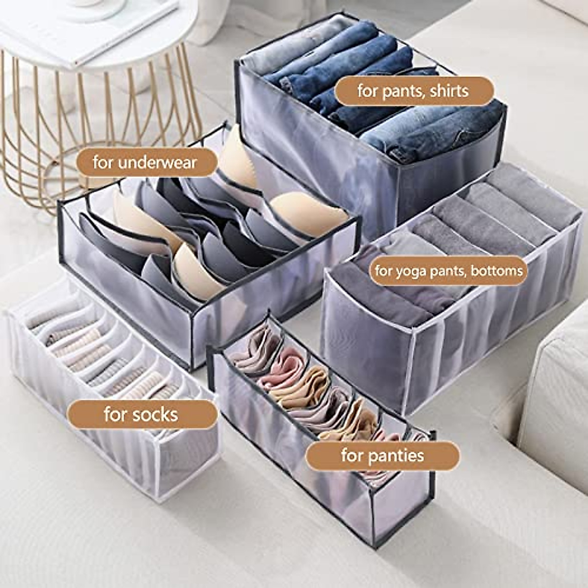 3 PCS Wardrobe Clothes Organizer, 7 Grids Clothes Organizer for Folded Clothes, Space Saving, Easy to Clean, Can be Used as Drawer Organizers for Clothing, Suitable for Pants Shirts Panty