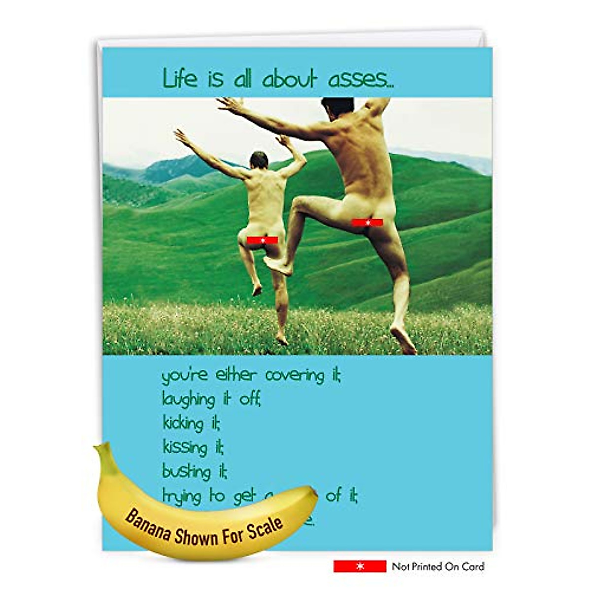 NobleWorks Jumbo Humorous Birthday Paper Card 8.5 x 11 Inch with Envelope (1 Pack) Big, Jumbo Bday Jumbo Asses Birthday J0690