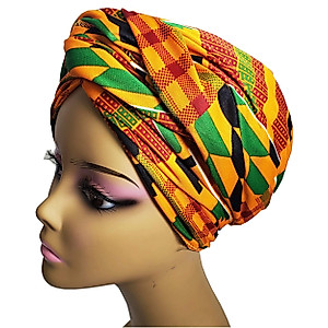 HIHIBEAUTY Stretch Head Wrap Scarf Head Wrap for women Turban Wrap Stretch Jersey Long Turban Head Wrap Tie 1 or 2 (19sd black 2601-2)