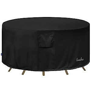 Round Patio Furniture Covers, 100% Waterproof Outdoor Table Chair Set Covers, Anti-Fading Cover for Outdoor Furniture Set, UV Resistant, 96DIAx28H Black
