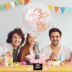 Upgraded Birthday Money Box for Cash Gift Pull, Funny Pull Money Balloon Box Happy Birthday Surprise Set, Birthday Gifts for Women Men Best Friend Girlfriend Wife Sister (Rose Quartz)