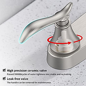 GELE 2 Handle Kitchen Sink Faucet with Side Sprayer, Brushed Nickel, 360 Swivel, 3 or 4 Hole, 8 Inch