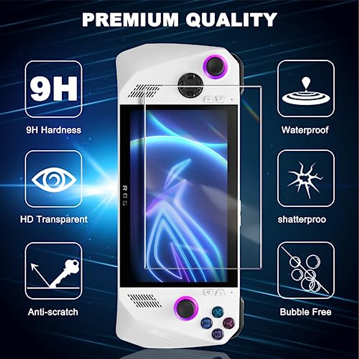 WYQLTD 4 Pack for ASUS ROG Ally 2023 Screen Protector Tempered Glass, 9H Hardness High Definition Scratch and Shatterproof