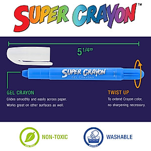 U.S. Art Supply Super Crayons Set of 36 Colors - Smooth Easy Glide Gel Crayons - Bright, Blendable and Washable