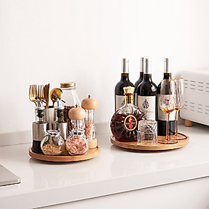 12” Lazy Susan Organizer for Kitchen, Oak Wood Lazy Susan Turntable for Cabinet Pantry Table Organization