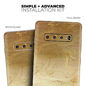 DesignSkinz Molten Gold Digital Foil Swirl V12 Protective Vinyl Decal Wrap Skin Cover Compatible with The Samsung Galaxy S20 (Screen Trim & Back Glass Skin)