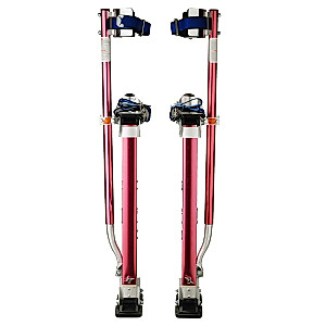 Drywall Stilts – 18-30-inch Aluminum Spring Loaded Stilts with A Locking Heel Strap for Construction, Painting, and Finishing by Pentagon Tools (Red)