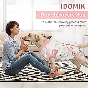 IDOMIK Dog Recovery Suit After Surgery, Soft Dog Surgery Recovery Suit for Male Female Pet Dogs Cats, Dog Spay Neuter Onesie Snugly Shirt, Dog Cone Alternative Anti-Licking Abdominal Wound