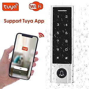 2.4G WiFi Access Control,125Khz EM Card Door Lock, Access Controler, IP67 Waterproof,Access Control System Kit,Touch Keypad Smart Lock Opener,1000 User,Tuya Mobile APP Remote Open (Door Bell Version)