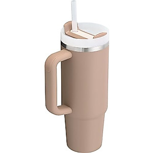 Stanley Quencher H2.0 Tumbler with Handle and Straw 30 oz | Flowstate 3-Position Lid | Cup Holder Compatible for Travel | Insulated Stainless Steel Cup | BPA-Free | Almond Rose