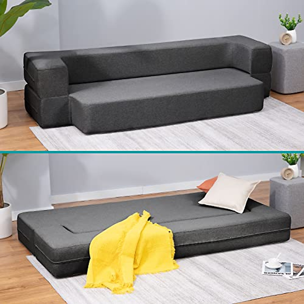 BALUS 8.6 Inch Folding Sofa Bed Couch,Twin Size Floor Sofa Bed Foldable, Memory Foam Futon Couch,Fold Out Sofa Bed Convertible Sleeper Sofa Bed for Living Room/Bedroom/Guest Room/Office