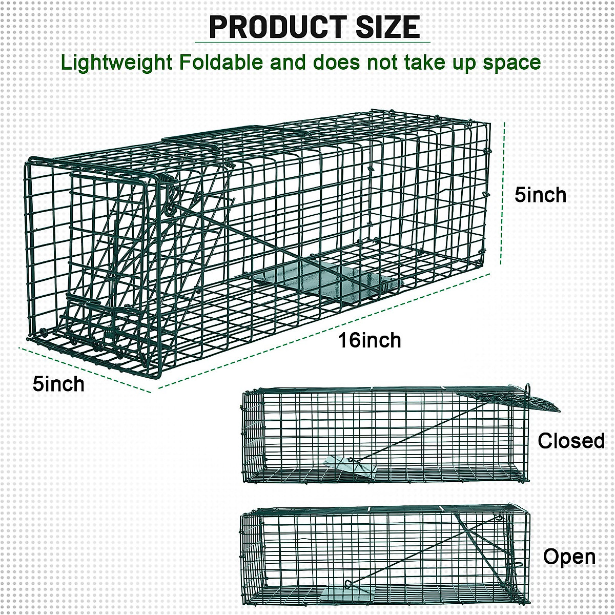 Qualirey 2 Pcs Humane Squirrel Trap Heavy Duty Live Animal Chipmunk Trap Catch and Release Rat Trap for Outdoor Small Animals Mouse Raccoon Stray Cat Rodent Weasels (16 x 5 x 5 Inch)