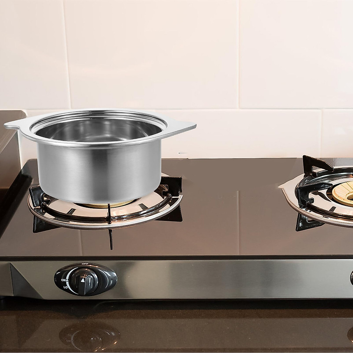 HEMOTON Shabu Hot Pot Stainless Steel Chinese Induction Shabu Pot Soup Bowls Stock Pot for Induction Cooktop Gas Stove (Silver) 24X19X8CM