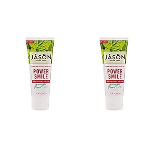 Jason Powersmile Whitening Fluoride-Free Toothpaste, Powerful Peppermint, Travel Size, 3 Oz (Pack of 2)