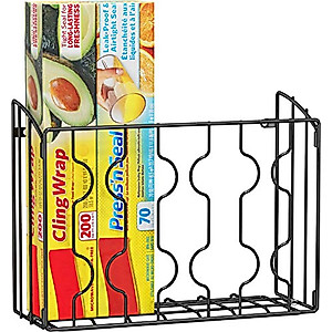 Simple Houseware Wall Door Mount Kitchen Wrap Organizer Rack, Black