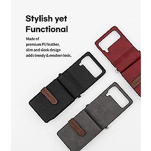 GOOSPERY Wallet Case Compatible with Galaxy Z Flip 3, Detachable Card Holder 2 Card Pocket Storage Premium PU Leather Adjustable Cross-Body Strap Attached Earbud Cord Organizer (Burgundy)