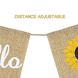 Hello Summer Burlap Banner Rustic Garland Decorations with Sunflower, Pool Beach Barbecue Hawaiian Party Decor Supplies
