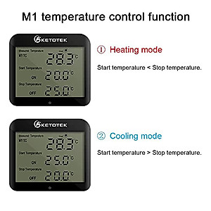 KETOTEK Digital Temperature Controller Outlet Day Night Thermostat Plug Socket Heating Cooling Temp Controller with Sensor Timer Regulator for Reptile Greenhouse Brewing Refrigerator