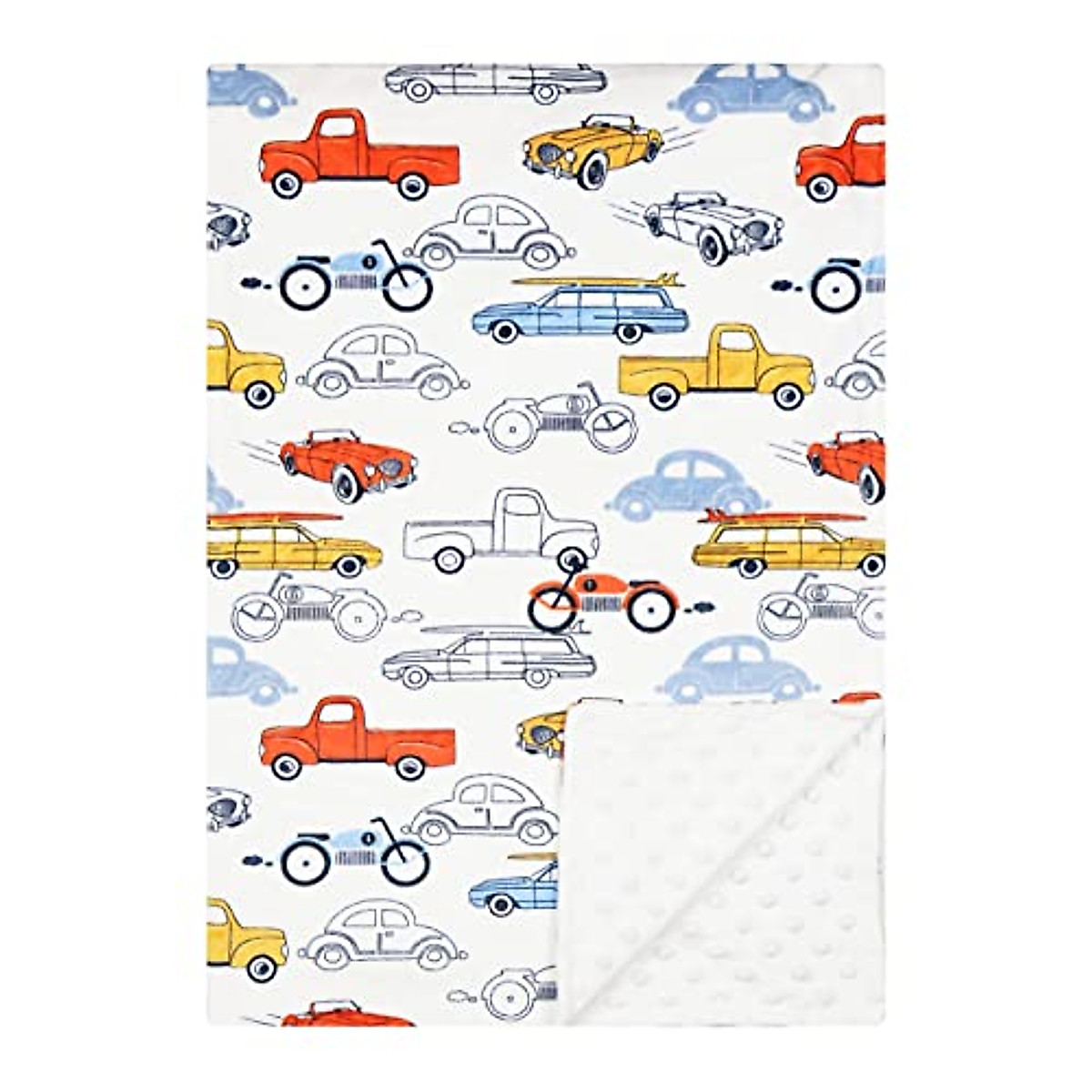 Minky Baby Blanket Plush Mink Blanket Nursery Bed Blanket with Dotted Backing for Baby Boy Baby Girl 30x40 Inches (Car)