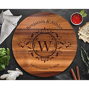 Personalized Lazy Susan Turntable - Large 18” Acacia Wood - Engraved Dark Wood - Custom Christmas Gift - Personalized Christmas Gifts 2020