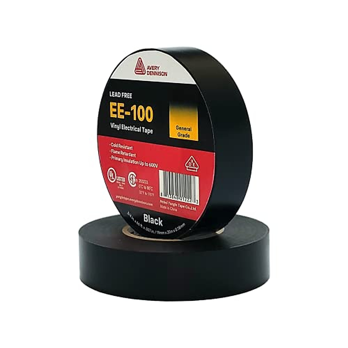 Avery Dennison General Use Vinyl Electrical Tape, EE-100, ¾ in x 66 ft, Black, 1 roll