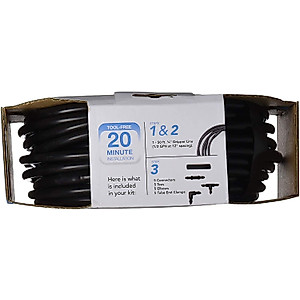 Raindrip R280DT Drip-A-Long™ 1/4 in. Dripline Kit includes 50 feet of 1/4-Inch Dripline preassembled with 1/2 GPH drippers, 5 Barbed Tees, 5 Barbed Elbows, 5 Barbed Couplings, 5 End Plugs