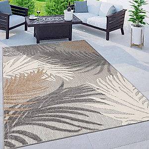 Rugshop Lucca Contemporary Floral Indoor/Outdoor Area Rug 7'10" x 10' Gray