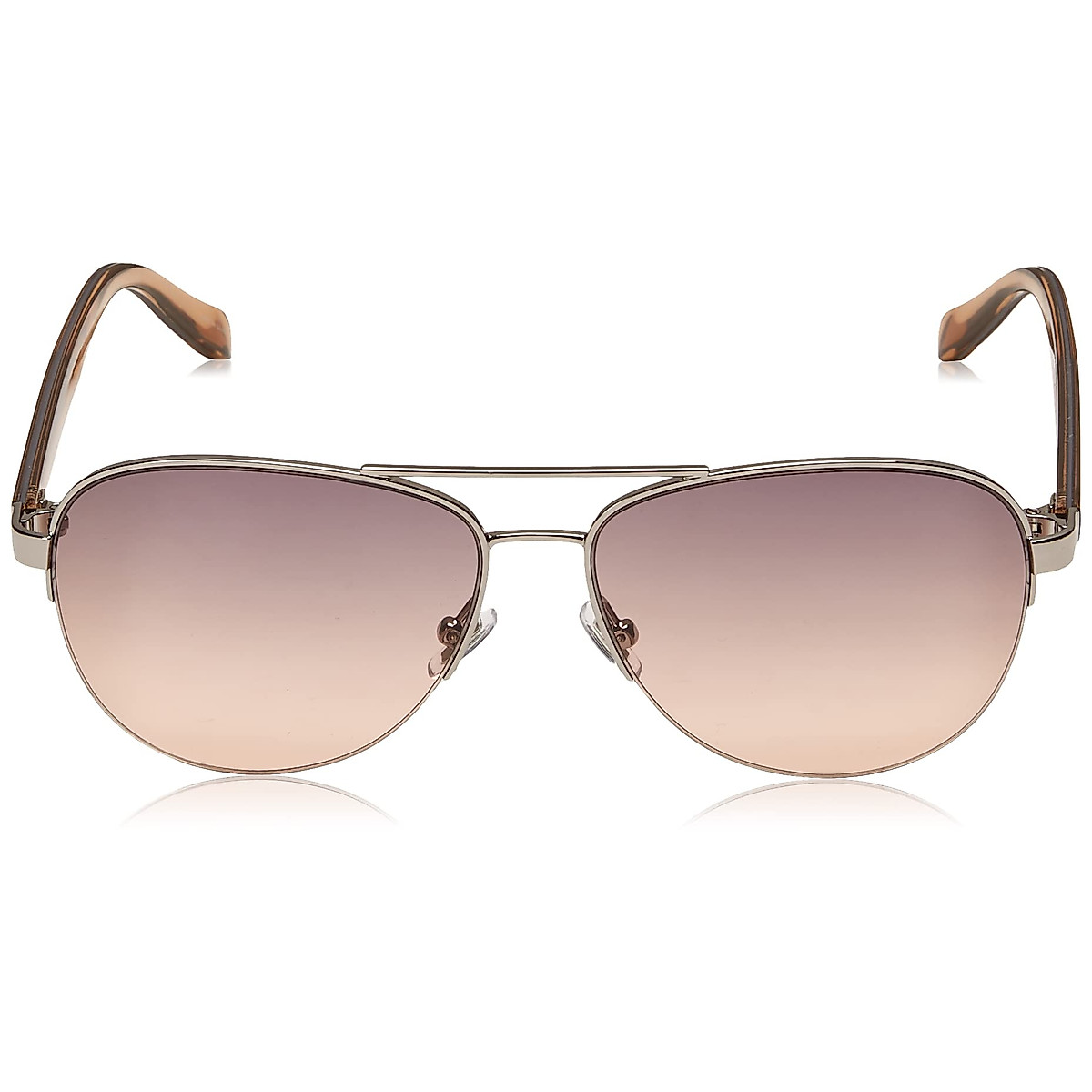 Fossil Women's FOS3062s Aviator Sunglasses, Ruthenium Nude, 57 mm