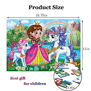 Puzzles for Kids Ages 4-8 Year Old - Princess & Unicorns,100 Piece Jigsaw Puzzle for Toddler Children Learning Educational Puzzles Toys
