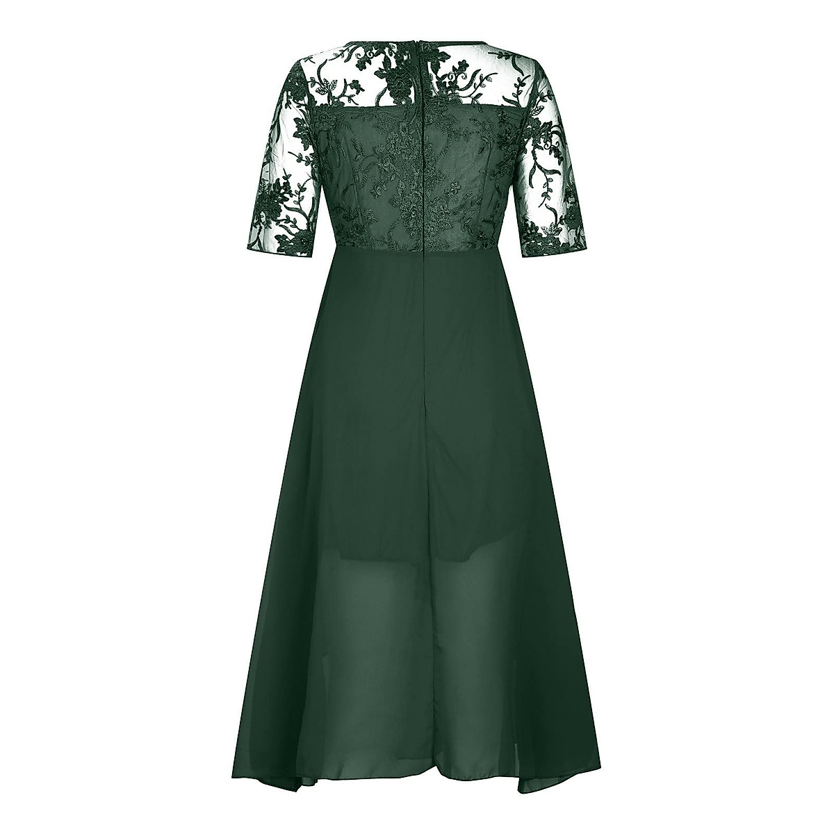 YUTANRAL Wedding Guest Dresses for Women Summer 2023 Formal Cocktail Prom Dress Body Suits Women Clothing Trendy Dressy Elegant Midi Flowy Sexy Lace Floral Ruffle Short Sleeve(B Green,XX-Large)